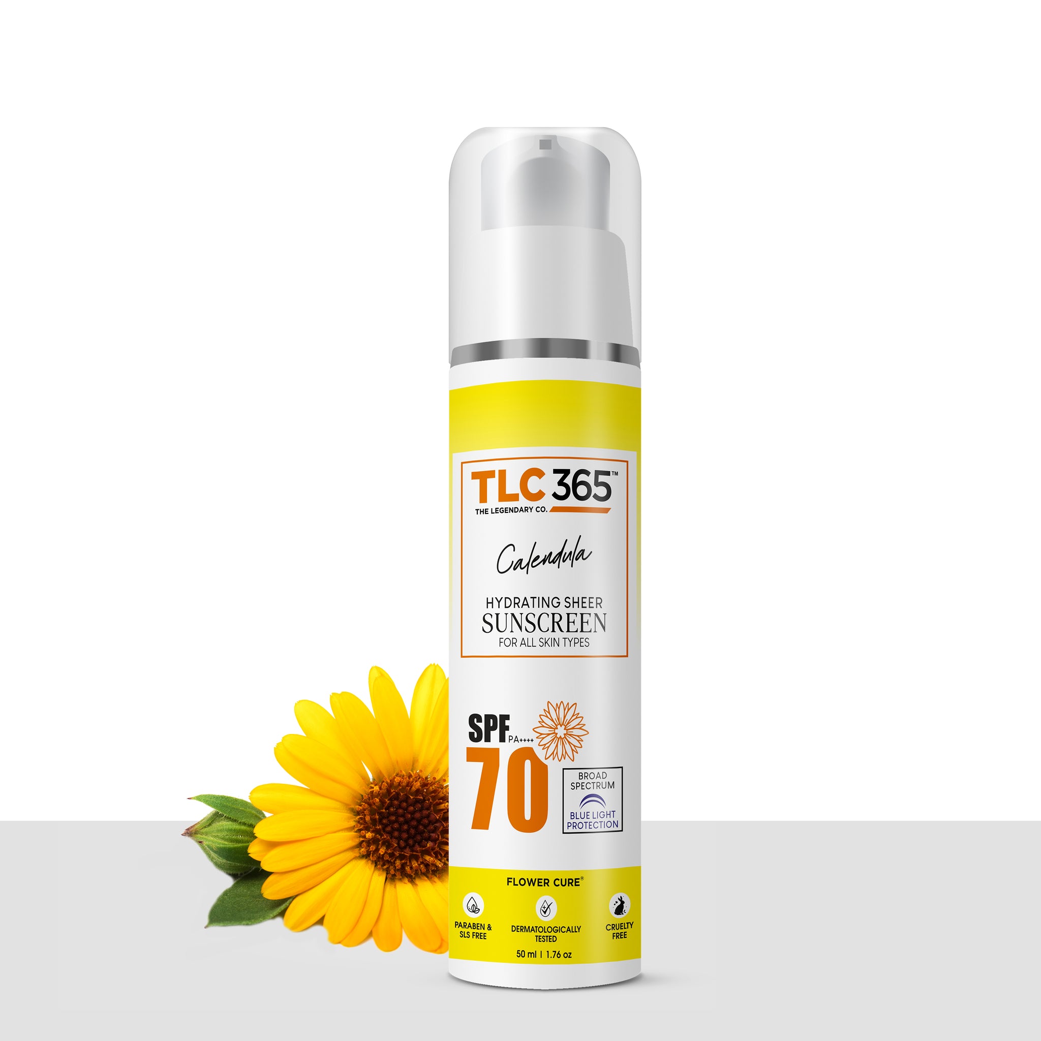 TLC365 Calendula Hydrating Sheer Sunscreen for face SPF 70